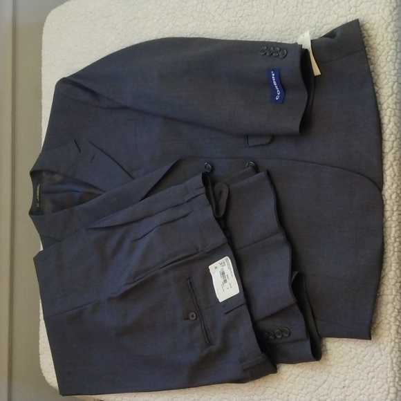 Corbin | Suits & Blazers | Nwt Corbin Solid Gray Worsted Wool Suit ...